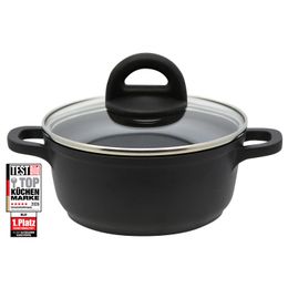 Kochtopf ELO Basic "Black", schwarz, B:17cm H:11,2cm L:22,5cm &Oslash;:16cm, T&ouml;pfe, Kochtopf, Gelochter Induktionsboden