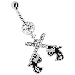 Adelia&acute;s Bauchnabelpiercing ADELIA&acute;S "Piercing - Bauchnabelpiercing Messing Kreuz Stein", gr&uuml;n, t&uuml;rkis, Piercings, Damen, Kreuz mit Stein, 1,6 mm L&auml;nge, 1,6 mm St&auml;rke, Messing