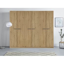 Dreht&uuml;renschrank Rauch "Kleiderschrank Schrank Garderobe OTELI inkl. Inneneinteilung", braun (eiche artisan), B:271cm H:229cm T:54cm, Holzwerkstoff, Schr&auml;nke, Dreht&uuml;renschrank, mit zus&auml;tzlichen Einlegeb&ouml;den, optional mit Spiegel MADE IN GERMANY
