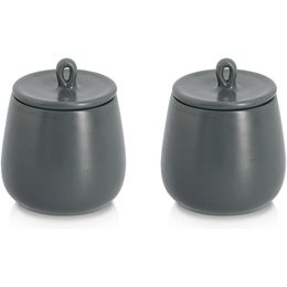 Gew&uuml;rzbeh&auml;lter zeller PRESENT "Gew&uuml;rzdose, 2-tlg.", grau (anthrazit), H:10cm &Oslash;:8,5cm, Keramik, Lebensmittelaufbewahrungsbeh&auml;lter, sch&uuml;tzt vor Feuchtigkeit, 220 ml