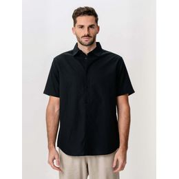 Langarmhemd TEESHOPPEN "TEESHOPPEN Shirt Linen Blend", Herren, Gr. L, Normalgr&ouml;&szlig;en, schwarz, Obermaterial: 70% Baumwolle, 30% Leinen, Hemden