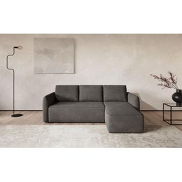 Ecksofa COTTA "Flow, bequem, L-Form, Breite 239 cm, schmale Armlehnen", grau (stone), B:239cm H:89cm T:170cm, 96% POLYESTER (PES) 4% POLYAMID(PA), Sofas, Ecksofa, wahlweise mit Bettfunktion