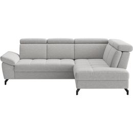 Sit & More Ecksofa SIT & MORE "Vanity", silber, B:254cm H:84cm T:197cm, 100% Polyester, Sofas, Ecksofa, Inkl.Sitz-,Kopf-und Armteilverstellung
