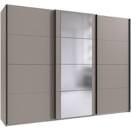 Schwebet&uuml;renschrank wimex "Bern Schiebet&uuml;renschrank", schwarz (saharagrau, griffe: schwarz), B:270cm H:210cm T:64cm, Holzwerkstoff, Schr&auml;nke, Schwebet&uuml;renschrank, Schrank mit zus&auml;tzlicher Innenausstattung, Garderobe
