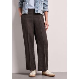 Dehnbund-Hose Cecil, Damen, Gr. 40, L&auml;nge 30, espresso braun, Stoff, 100% Leinen, unifarben, loose fit lang, Hosen, High Waist