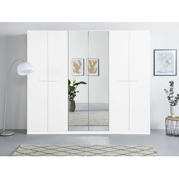Dreht&uuml;renschrank Rauch "Kleiderschrank Schrank Garderobe OTELI inkl. Inneneinteilung", wei&szlig; (alpinwei&szlig;), B:271cm H:229cm T:54cm, Holzwerkstoff, Schr&auml;nke, Dreht&uuml;renschrank, mit zus&auml;tzlichen Einlegeb&ouml;den, optional mit Spiegel MADE IN GERMANY