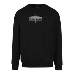 Rundhalspullover Rocawear "Rocawear Rocawear Gravesend Crewneck", Herren, Gr. XXL, schwarz, 65% Baumwolle, 35% Polyester, mehrfarbig, loose fit, Rundhals, Pullover Rundhalspullover