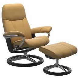 Fu&szlig;hocker stressless "Consul", gelb (honey paloma), B:54cm H:41cm T:39cm, Hocker, Fu&szlig;hocker, mit Signature Base, Gestell Schwarz