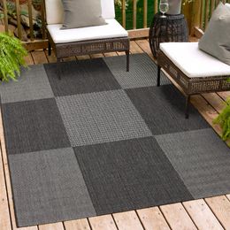 Teppich ANDIAMO "ARIZONA1", grau (anthrazit), B:200cm H:5mm L:290cm, Kunstfaser, Teppiche, Teppich, Flachgewebe, kariertes Muster, In- und Outdoor geeignet, wetterfest