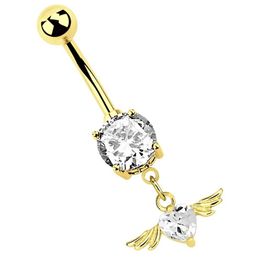Adelia&acute;s Bauchnabelpiercing ADELIA&acute;S "Piercing - Bauchnabelpiercing Titan Herz Zirkonia", gold, Piercings, Damen, Herz mit Zirkonia, 8 mm L&auml;nge, 1,6 mm St&auml;rke, Titan