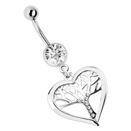 Adelia&acute;s Bauchnabelpiercing ADELIA&acute;S "Piercing - Bauchnabelpiercing Messing Herz Stein", gr&uuml;n, t&uuml;rkis, Piercings, Damen, Herz mit Stein, 22 mm L&auml;nge, 1,6 mm St&auml;rke, Messing