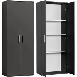 Mehrzweckschrank Procontour "Schrank Clara", grau (anthrazit), B:64cm H:167cm T:34cm, Schr&auml;nke, Mehrzweckschrank, H&ouml;he 167cm mit variabel verstellbaren Einlegeb&ouml;den