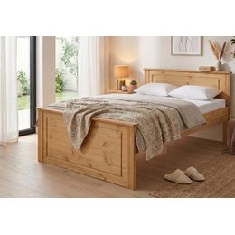 Massivholzbett OTTO HOME "Hugo, FSC zertifiziert, Landhausstil, zeitlos und edel", natur, ge&ouml;lt, B:132cm H:84,5cm L:212cm, Betten, Stauraumbett M&ouml;bel Massivholzbett Bettgestell, Stauraumbett, extra belastbar, Made in EU, viele Breiten