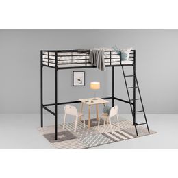 Hochbett OTTO HOME "Hayo, Zeitloses Metallbett, in mehreren Farben", schwarz, B:159cm H:186cm L:208cm, Hochbetten, Hochbett, inkl. Lattenrost, Absturzsicherung und Leiter aus Metall