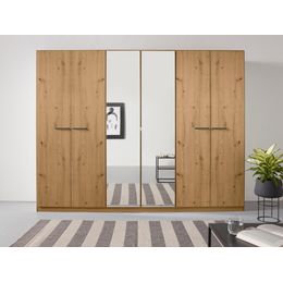 Dreht&uuml;renschrank Rauch "Kleiderschrank Schrank Garderobe OTELI inkl. Inneneinteilung", braun (eiche artisan), B:271cm H:210cm T:54cm, Holzwerkstoff, Schr&auml;nke, Dreht&uuml;renschrank, mit zus&auml;tzlichen Einlegeb&ouml;den, optional mit Spiegel MADE IN GERMANY