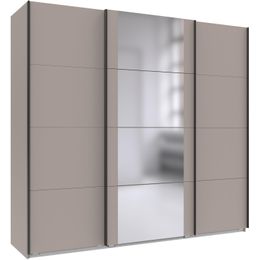 Schwebet&uuml;renschrank wimex "Bern Schiebet&uuml;renschrank", schwarz (saharagrau, griffe: schwarz), B:225cm H:210cm T:64cm, Holzwerkstoff, Schr&auml;nke, Schwebet&uuml;renschrank, Schrank mit zus&auml;tzlicher Innenausstattung, Garderobe