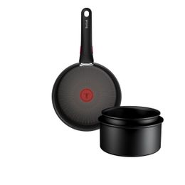 Pfannen-Set Tefal "Ingenio Excellence Fusion", schwarz, Pfannen, abnehmbarer Ingenio-Griff, Thermo-Signal, stapelbar, Induktion