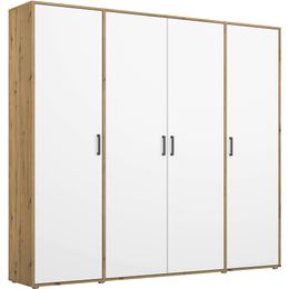 Kleiderschrank Rauch "VOYAGER Garderobe W&auml;scheschrank Schlafzimmer", wei&szlig; (eiche artisan, alpinwei&szlig;, griffe graumetallic), B:187cm H:194cm T:53cm, Holzwerkstoff, Schr&auml;nke, Kleiderschrank, mit 2 modernen Griffvarianten, viel Stauraum MADE IN GERMANY