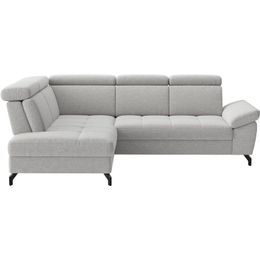 Sit & More Ecksofa SIT & MORE "Vanity", silber, B:254cm H:84cm T:197cm, 100% Polyester, Sofas, Ecksofa, Inkl.Sitz-,Kopf-und Armteilverstellung
