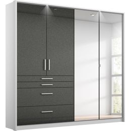 Dreht&uuml;renschrank Rauch "Kleiderschrank Schrank Garderobe Garderobenschrank HOMBURG", wei&szlig; (alpinwei&szlig;, hochglanz effektgrau), B:181cm H:197cm T:54cm, Holzwerkstoff, Schr&auml;nke, Dreht&uuml;renschrank, inkl. Passepartout, oberer Schubkasten mit Einteilung MADE IN GERMANY