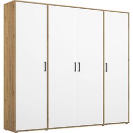 Kleiderschrank Rauch "VOYAGER Garderobe W&auml;scheschrank Schlafzimmer", wei&szlig; (eiche artisan, alpinwei&szlig;, griffe graumetallic), B:187cm H:194cm T:53cm, Holzwerkstoff, Schr&auml;nke, Kleiderschrank, mit 2 modernen Griffvarianten, viel Stauraum MADE IN GERMANY