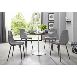 Essgruppe OTTO HOME, grau (zement, optik, grau), Sitzm&ouml;bel-Sets, Essgruppe, mit rundem Tisch im Zement-Optik