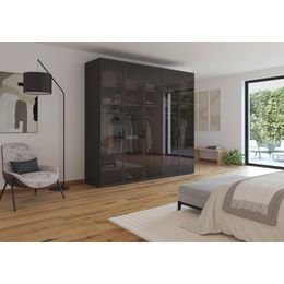 Kleiderschrank Rauch "Schrank Garderobe SKAT SHINE Breiten 151/201/251/301cm, H&ouml;he 223/235cm", graphit, B:251cm H:235cm T:61cm, Glas, Holzwerkstoff, Schr&auml;nke, Kleiderschrank, edle Schrankfront mit hochwertigen Glasrahment&uuml;ren MADE IN GERMANY