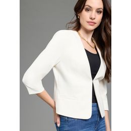Kurzblazer Laura Scott, Damen, Gr. 44, sanftes wei&szlig;, Milano Rib, Obermaterial: 76% Polyester, 20% Viskose, 4% Elasthan. Futter: 100% Polyester, unifarben, figurbetont, Blazer Kurzblazer, aus elastischer Jerseyware, mit Hakenverschluss
