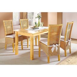Stuhl Home Affaire "Stuhlparade", beige (natur), B:46cm H:102,5cm T:56,5cm, Geflecht Rattan, St&uuml;hle, Stuhl, 2 St&uuml;ck inkl. Sitzkissen, in Handarbeit gefertigt