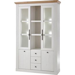 Buffet OTTO HOME "Westminster", wei&szlig; (pinie wei&szlig;, wotan eiche), B:129cm H:202cm T:42cm, FSC-zertifizierter Holzwerkstoff, Schr&auml;nke, Buffetschrank, im romantischen Landhausstil