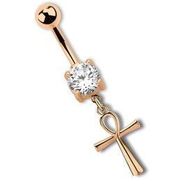 Adelia&acute;s Bauchnabelpiercing ADELIA&acute;S "Piercing - Bauchnabelpiercing Messing Kreuz Stein", gold, Piercings, Damen, Kreuz mit Stein, 8 mm L&auml;nge, 1,6 mm St&auml;rke, Messing