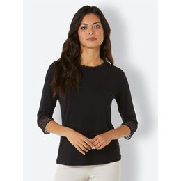 3/4-Arm-Shirt CREATION L PREMIUM "Lyocell-Shirt", Damen, Gr. 36, schwarz, 96% Lyocell, 4% Elasthan, unifarben, Rundhals, Shirts 3/4-Arm-Shirt