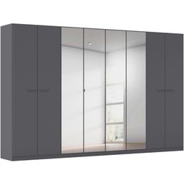 Dreht&uuml;renschrank Rauch "Kleiderschrank Schrank Garderobe OTELI inkl. Inneneinteilung", grau (graumetallic), B:360cm H:229cm T:54cm, Holzwerkstoff, Schr&auml;nke, Dreht&uuml;renschrank, mit zus&auml;tzlichen Einlegeb&ouml;den, optional mit Spiegel MADE IN GERMANY