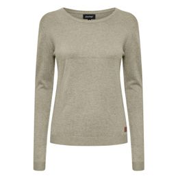 Strickfleece-Pullover oxmo "Strickpullover OXEdda", Damen, Gr. L, gr&uuml;n (seagrass melange), Obermaterial: 70% Viskose CV. 30% Nylon NY., Pullover