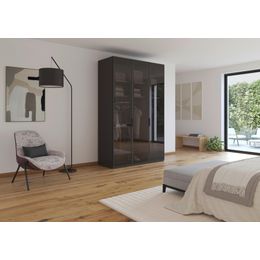 Kleiderschrank Rauch "Schrank Garderobe SKAT SHINE Breiten 151/201/251/301cm, H&ouml;he 223/235cm", graphit, B:151cm H:235cm T:61cm, Glas, Holzwerkstoff, Schr&auml;nke, Kleiderschrank, edle Schrankfront mit hochwertigen Glasrahment&uuml;ren MADE IN GERMANY