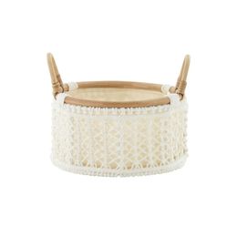 HOME STORY Aufbewahrungskorb wei&szlig; Baumwolle,Rattan,Metall Ma&szlig;e (cm): H: 23 &Oslash;: 30 &raquo; H&ouml;ffner