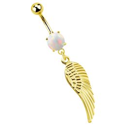 Adelia&acute;s Bauchnabelpiercing ADELIA&acute;S "Piercing - Bauchnabelpiercing Opal Fl&uuml;gel Opal", gold, Piercings, Damen, Fl&uuml;gel mit Opal, 10 mm L&auml;nge, Opal