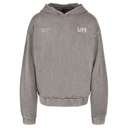 Kapuzensweatshirt Merchcode "Merchcode Life Acid Washed Oversized Hoodie", Herren, Gr. XL, asphalt, 100% Baumwolle, bedruckt, Sweatshirts