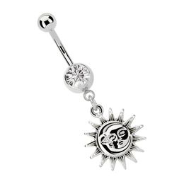 Adelia&acute;s Bauchnabelpiercing ADELIA&acute;S "Piercing - Bauchnabelpiercing Messing Mond Stein", gr&uuml;n, t&uuml;rkis, Piercings, Damen, Mond mit Stein, 18 mm L&auml;nge, 1,6 mm St&auml;rke, Messing