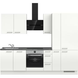 K&uuml;chenzeile Nobilia "Laser II", NEU: individuell anpassbar mit gratis Profi-Beratung", wei&szlig; (k&uuml;che: wei&szlig;, korpus: alpinwei&szlig;, arbeitsplatte: schwarzbeton nachbildung), B:270,3cm H:216,6cm T:60cm, Komplettk&uuml;chen-Sets, K&uuml;chenzeile, vormontiert, 270 cm breit, optional mit verschiedenen E‑Ger&auml;te-Sets