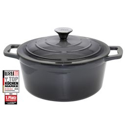 Kochtopf ELO Basic "Basaltgrau", grau, B:27,5cm H:14cm L:34cm &Oslash;:26cm, T&ouml;pfe, Kochtopf, Silikonring zur Hitzeisolierung
