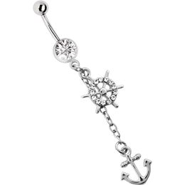 Adelia&acute;s Bauchnabelpiercing ADELIA&acute;S "Piercing - Bauchnabelpiercing Pewter Anker Stein", gr&uuml;n, t&uuml;rkis, Piercings, Damen, Anker mit Stein, 50 mm L&auml;nge, 1,6 mm St&auml;rke, Pewter
