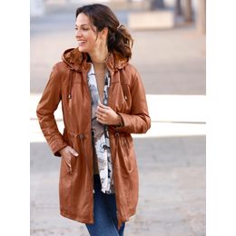 Lederjacke Mainpol, Damen, Gr. 36, braun (cognac), 100% Lammnappaleder, Pelzimitat:100% Polyester, unifarben, Jacken