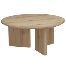 Couchtisch OTTO HOME "Cassian", braun (eichefarben), B:80cm H:37cm T:80cm, Tische, Couchtisch, sch&ouml;ne Holzoptik, modernes Fu&szlig;gestell, &Oslash;80 cm
