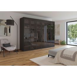 Kleiderschrank Rauch "Schrank Garderobe SKAT SHINE Breiten 151/201/251/301cm, H&ouml;he 223/235cm", graphit, B:301cm H:223cm T:61cm, Glas, Holzwerkstoff, Schr&auml;nke, Kleiderschrank, edle Schrankfront mit hochwertigen Glasrahment&uuml;ren MADE IN GERMANY