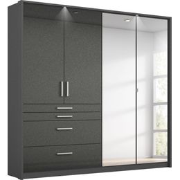 Dreht&uuml;renschrank Rauch "Kleiderschrank Schrank Garderobe Garderobenschrank HOMBURG", grau (graumetallic, hochglanz effektgrau), B:181cm H:197cm T:54cm, Holzwerkstoff, Schr&auml;nke, Dreht&uuml;renschrank, inkl. Passepartout, oberer Schubkasten mit Einteilung MADE IN GERMANY