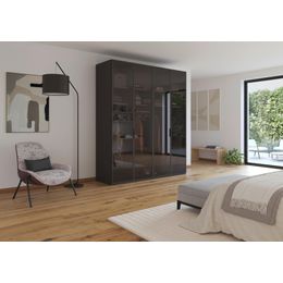 Kleiderschrank Rauch "Schrank Garderobe SKAT SHINE Breiten 151/201/251/301cm, H&ouml;he 223/235cm", graphit, B:201cm H:235cm T:61cm, Glas, Holzwerkstoff, Schr&auml;nke, Kleiderschrank, edle Schrankfront mit hochwertigen Glasrahment&uuml;ren MADE IN GERMANY