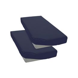 Spannbettlaken OTTO HOME "PHYSALIS in BASIC und PREMIUM Qualit&auml;t, 100% Baumwolle", blau (marine), B:70cm L:140cm, Jersey (110 g/m&sup2;), Obermaterial: 100% Baumwolle, Bettlaken, Spannbettlaken, f&uuml;r Matratzen bis 18 cm H&ouml;he, Bettlaken, Spannbetttuch, pflegeleicht