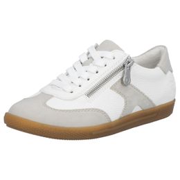 Sneaker Rieker, Damen, Gr. 40, grau (wei&szlig;, hellgrau), Lederimitat, kontrastfarbene Details, Schuhe Sneaker, Halbschuh, Freizeitschuh, Schn&uuml;rschuh mit Rei&szlig;verschluss