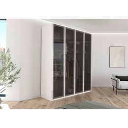 Kleiderschrank Rauch "Schrank Garderobe SKAT SHINE Breiten 151/201/251/301cm, H&ouml;he 223/235cm", alpinwei&szlig;, B:201cm H:235cm T:61cm, Glas, Holzwerkstoff, Schr&auml;nke, Kleiderschrank, edle Schrankfront mit hochwertigen Glasrahment&uuml;ren MADE IN GERMANY